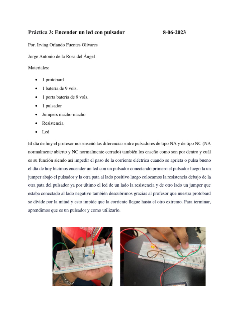 3: Encender Un Led Con Pulsador 8-06-2023 | PDF