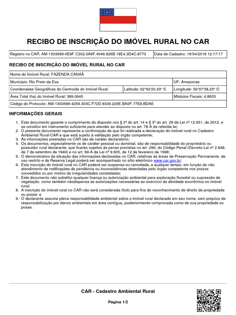 Exemplo CAR Amazonas | PDF | Justiça | Crime e Violência