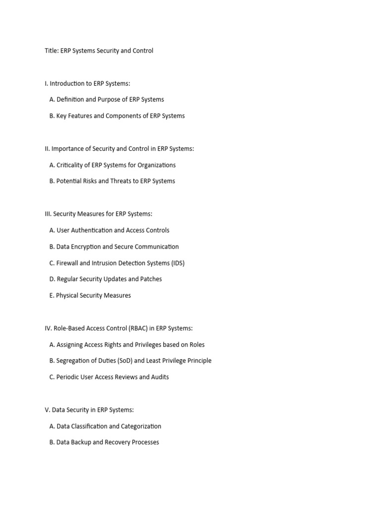 ERP Systems Security and Control | PDF | Information Security | Security