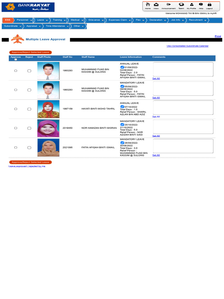 Subordinate Leave Approval Calendar | PDF | Labor Relations | Computing