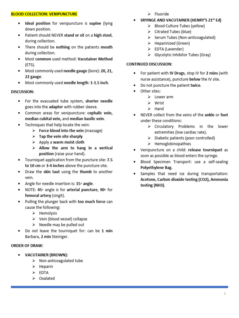 Hematology Venipuncture | PDF | Blood | Medicine