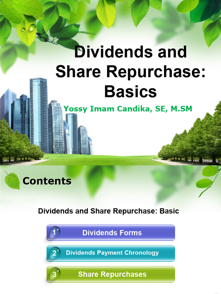 Pertemuan 13 Dividend 2 Pdf Dividend Share Repurchase