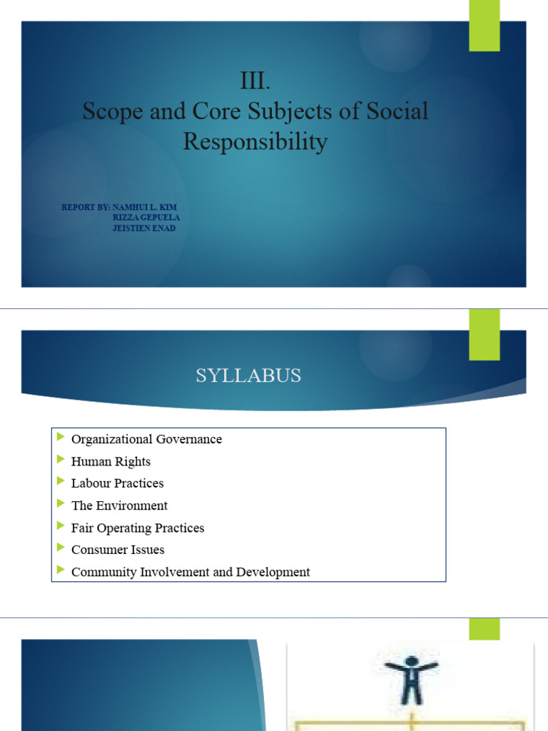 Scope and Core Subjects of Social Responsibility | PDF | Employment ...