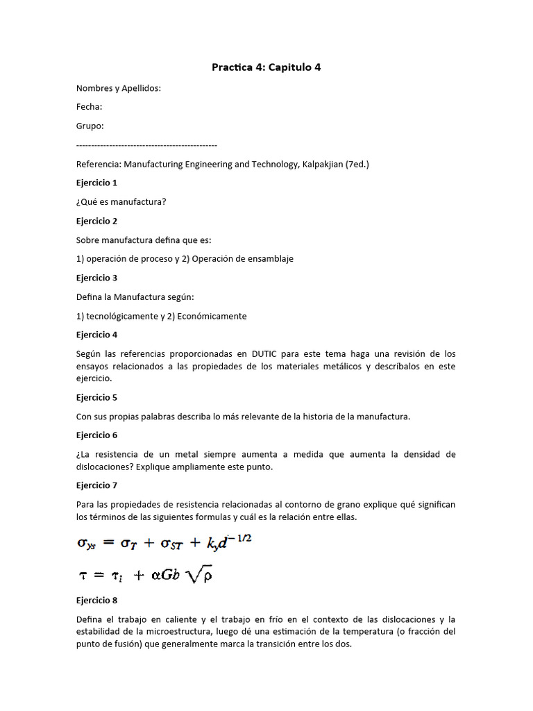 (2023-A) Cap. 4 - Propiedades de Los Metales - Practica 4 | PDF