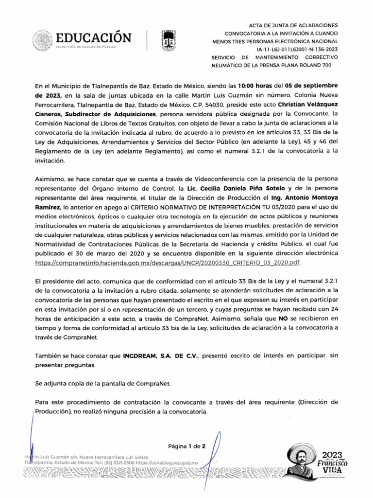 2023-09-06 G n136 Junta | PDF