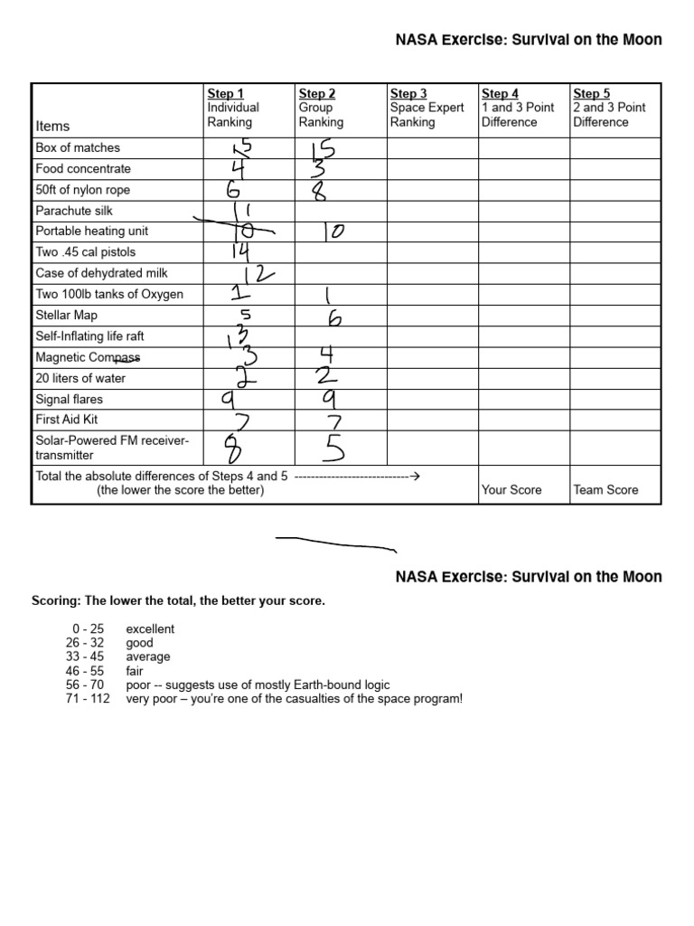 NASA Exercise Worksheet | PDF