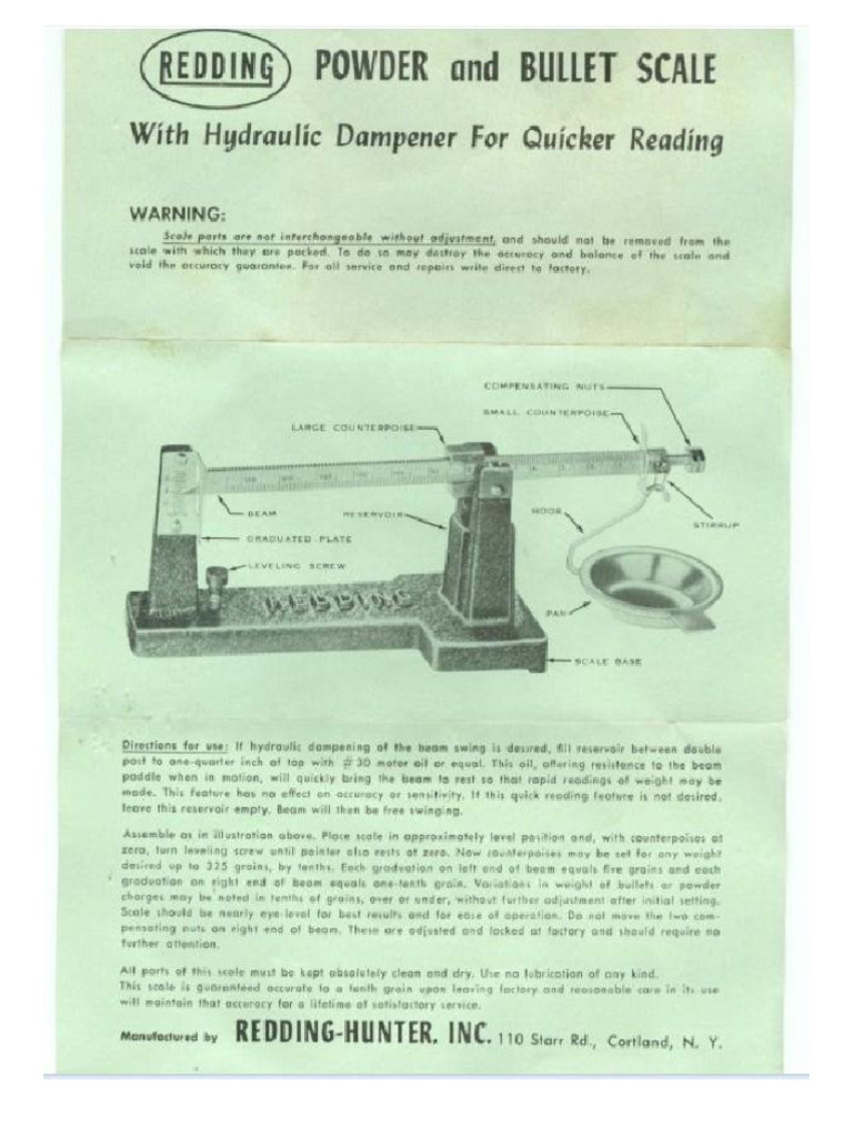 Redding No 1 Powder Scale | PDF