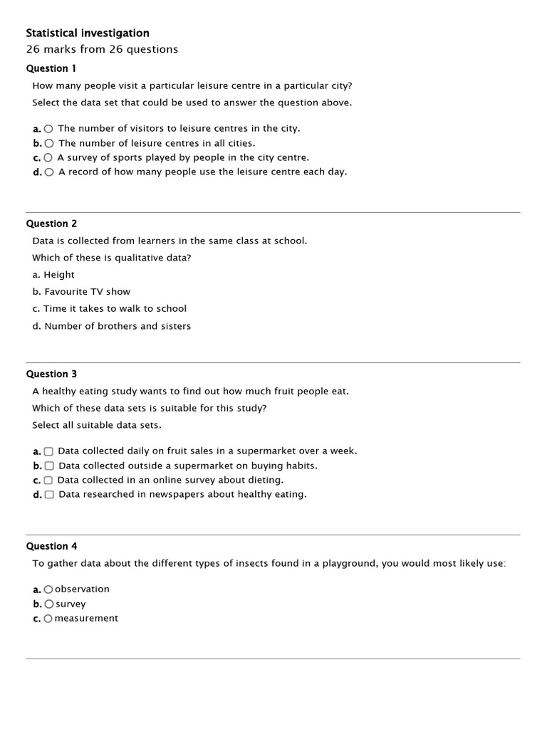 Statistical Investigation | PDF | Quantitative Research | Sampling ...