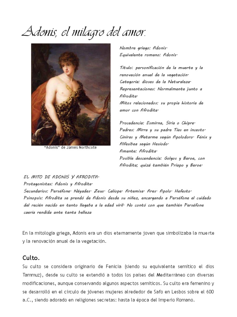 Adonis | PDF | Afrodita | Perséfone