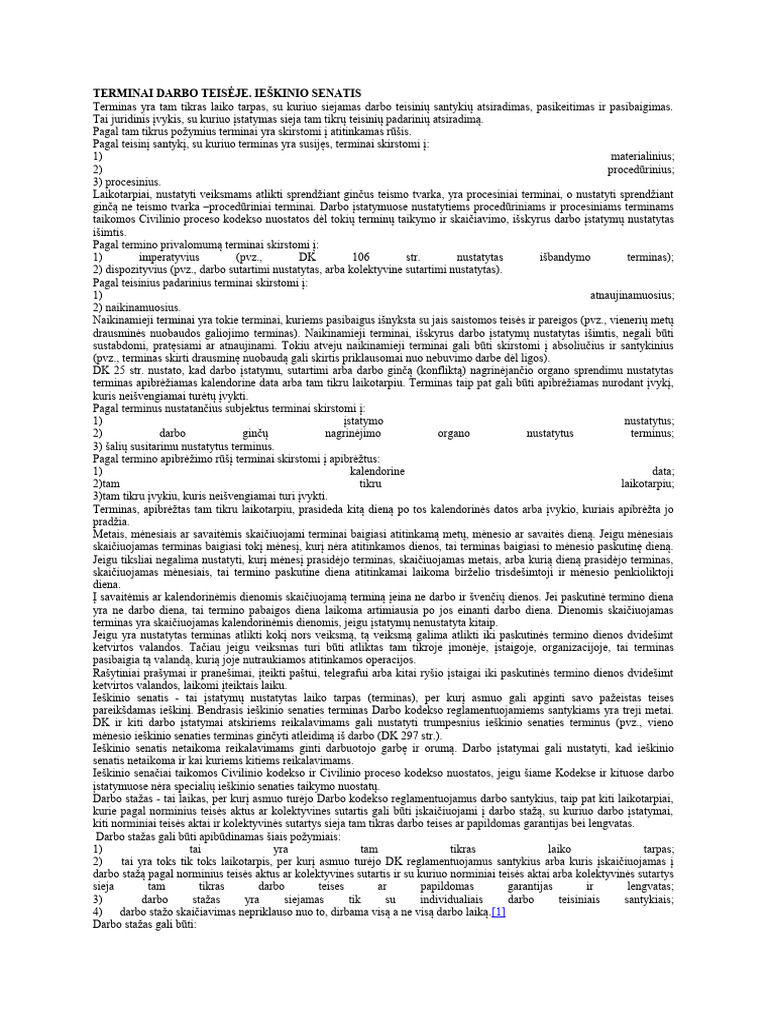 Terminai Darbo Teisėje | PDF