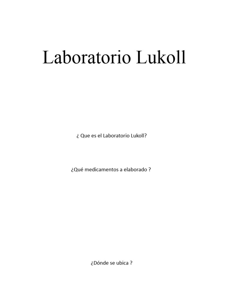 Laboratorio Lukoll: Ubicación y Medicamentos | PDF