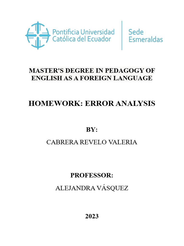 Homework-Error Analysis - Valeria Cabrera | PDF | Word | Verb