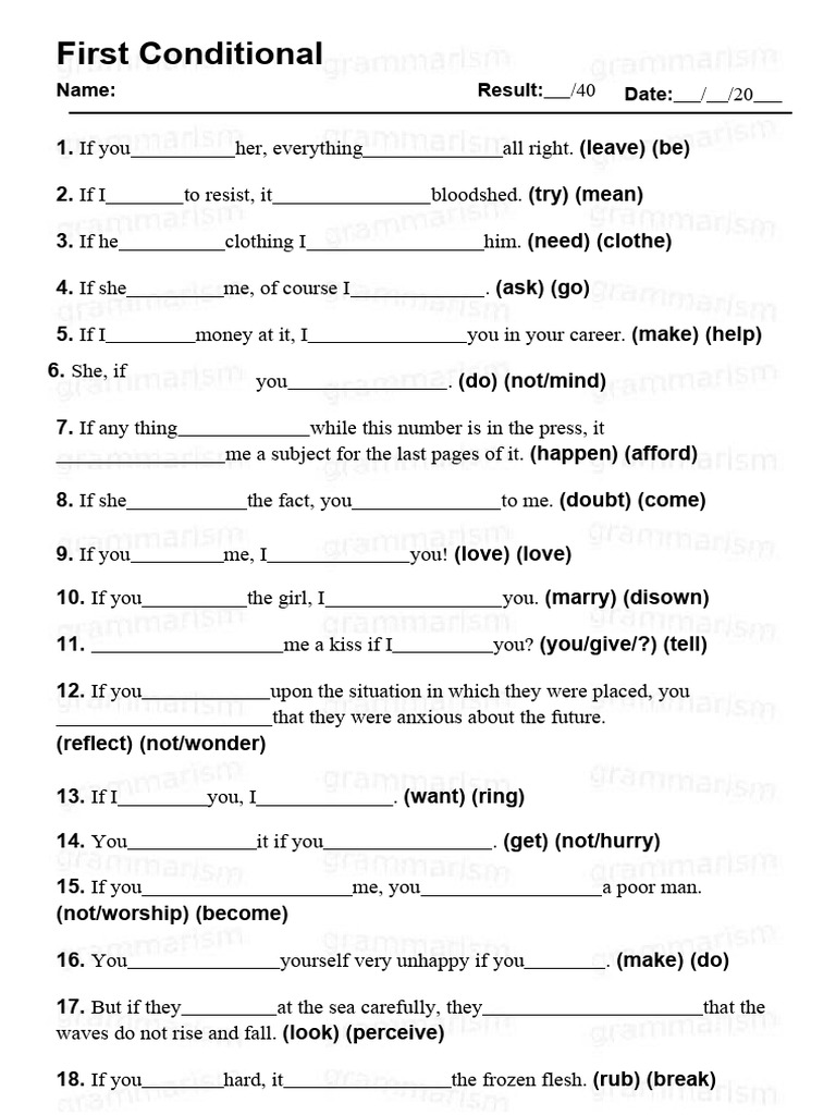 Grammarism First Conditional Test 6 1061453 | PDF