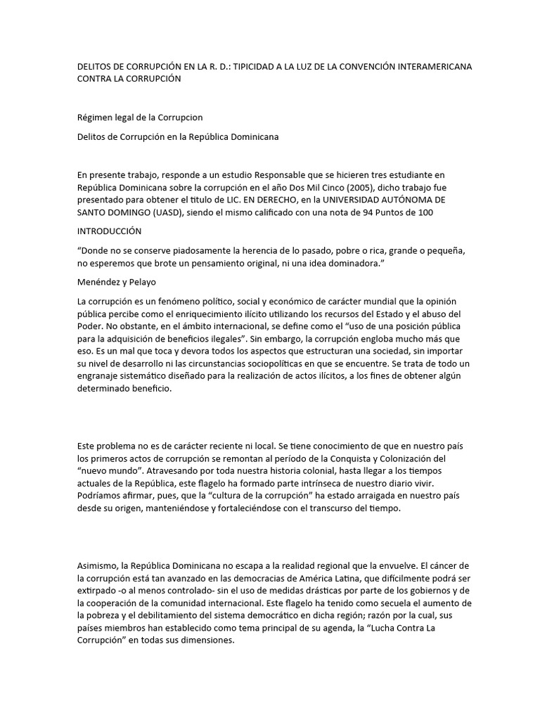 Delitos De Corrupción En La R Pdf Corrupción Política Crímenes