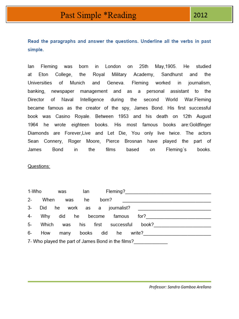Past Simple Reading2 | Download Free PDF | Tarzan | James Bond