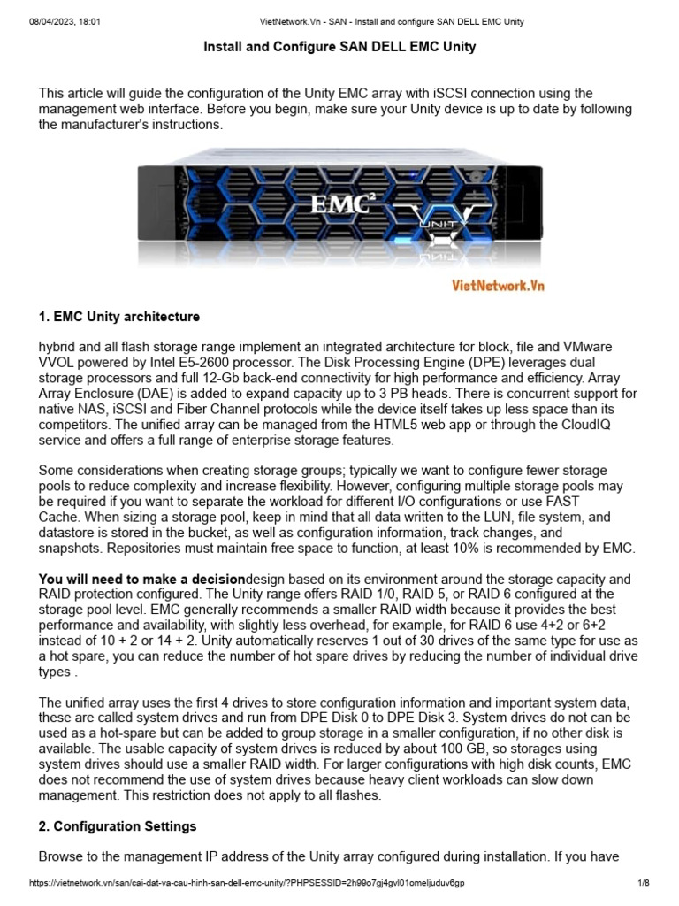 VietNetwork - VN - SAN - Install and Configure SAN DELL EMC Unity | PDF | Computer Data ...