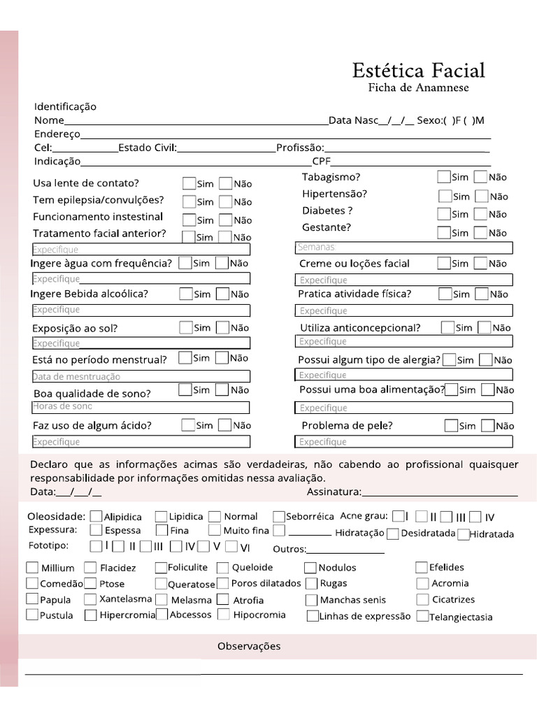 FICHA anamnese | PDF