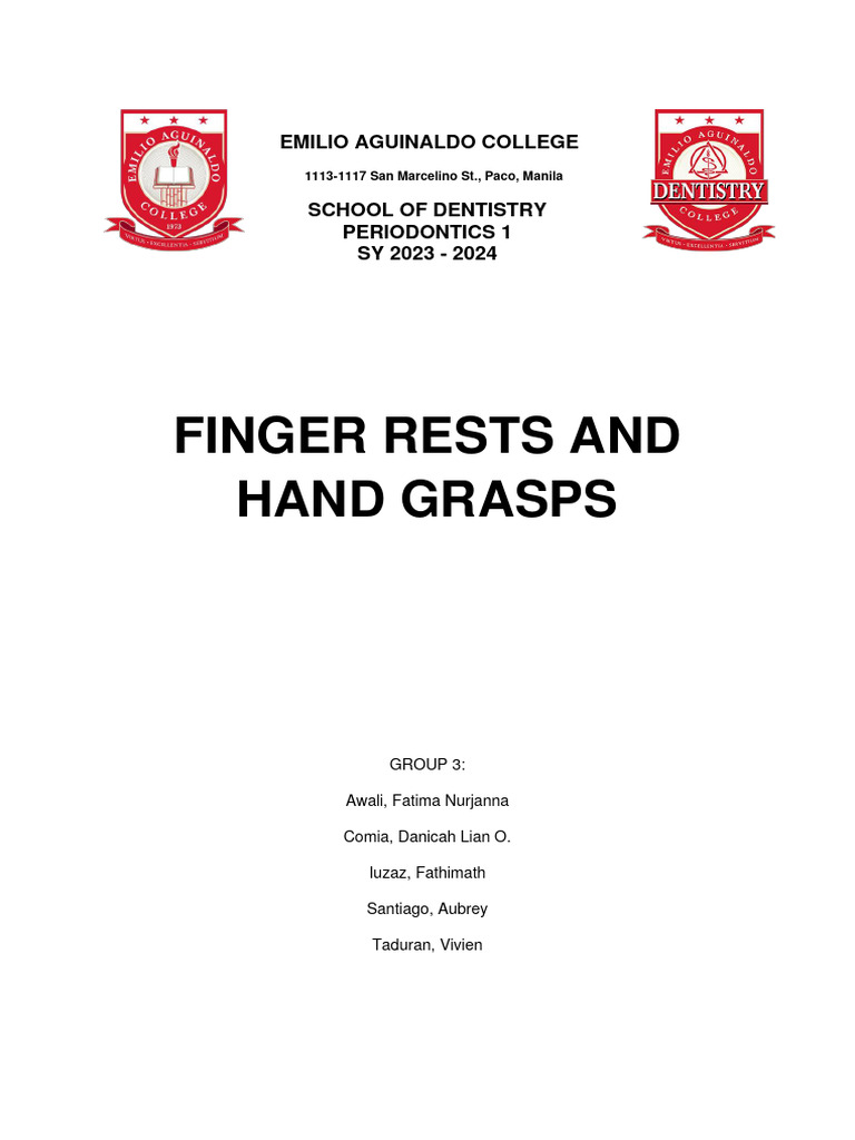 Group 3 - Finger Rest and Hand Grasps - Written Report | PDF | Hand ...