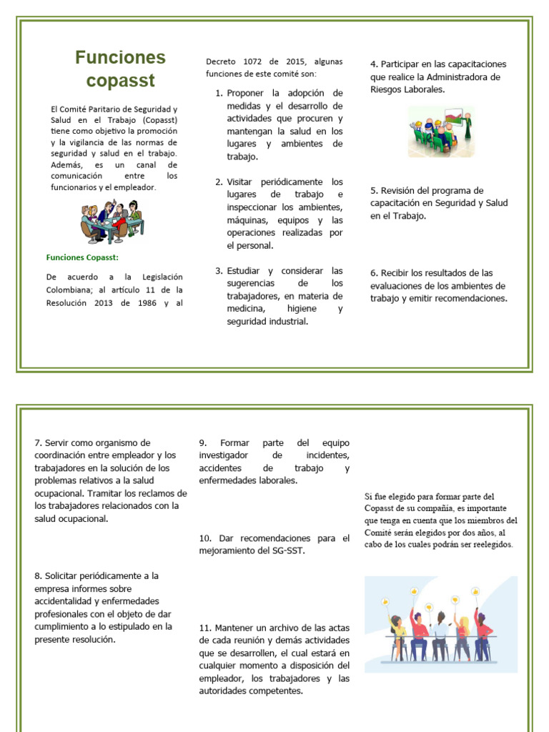 Funciones Copasst | PDF | Seguridad y salud ocupacional