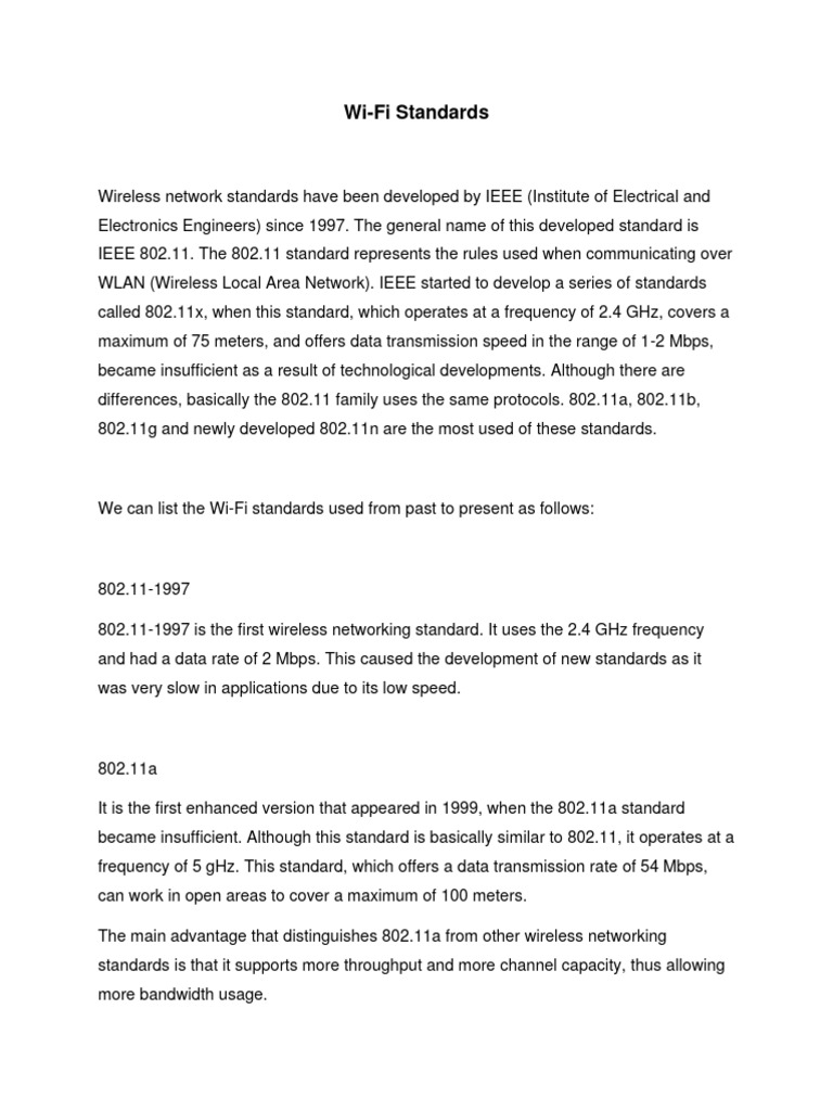 3.1 Wi-Fi Standards | PDF | Ieee 802.11 | Wi Fi