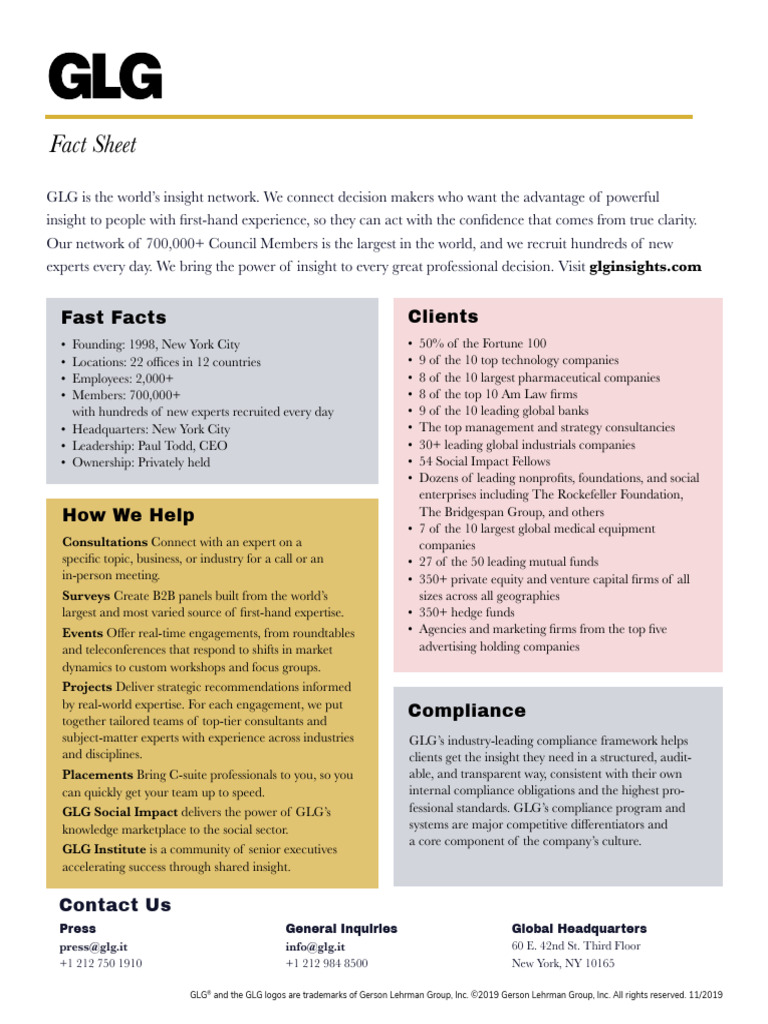 GLG FactSheet 2021 | PDF | Business | Economies