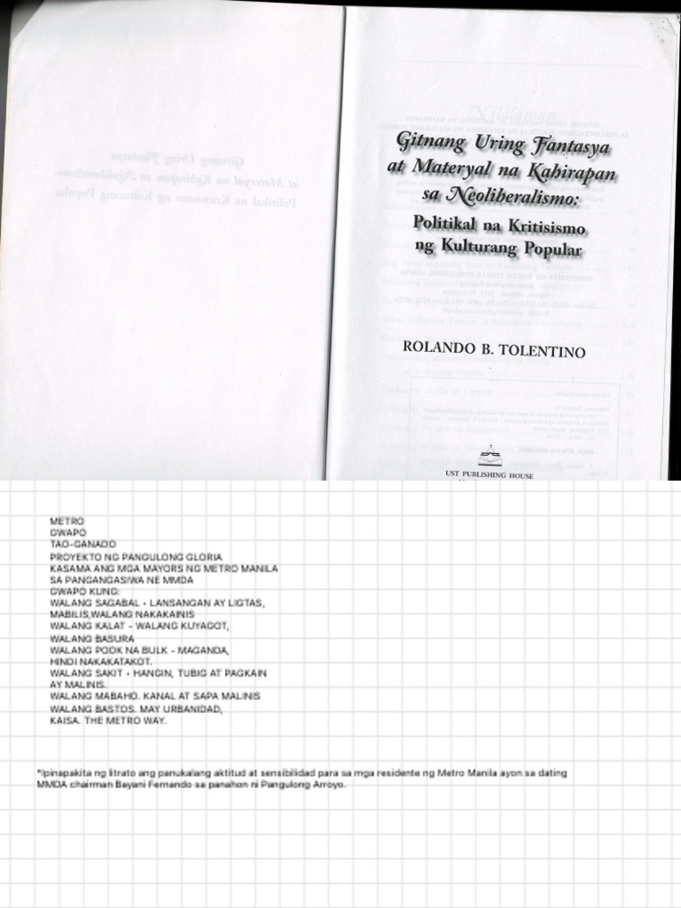 Kulturang Popular Ar Pakiwaring Gitnang Uri Ni Rolando Tolentino 2 | PDF
