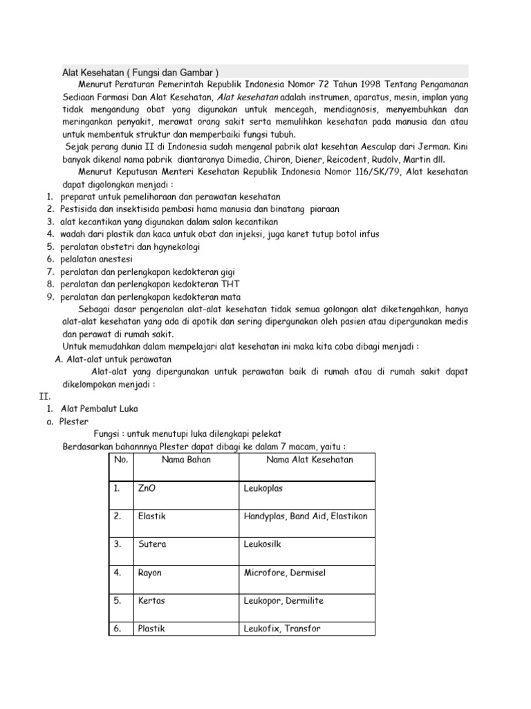 Alat Kesehatan | PDF | Kesehatan Holistik