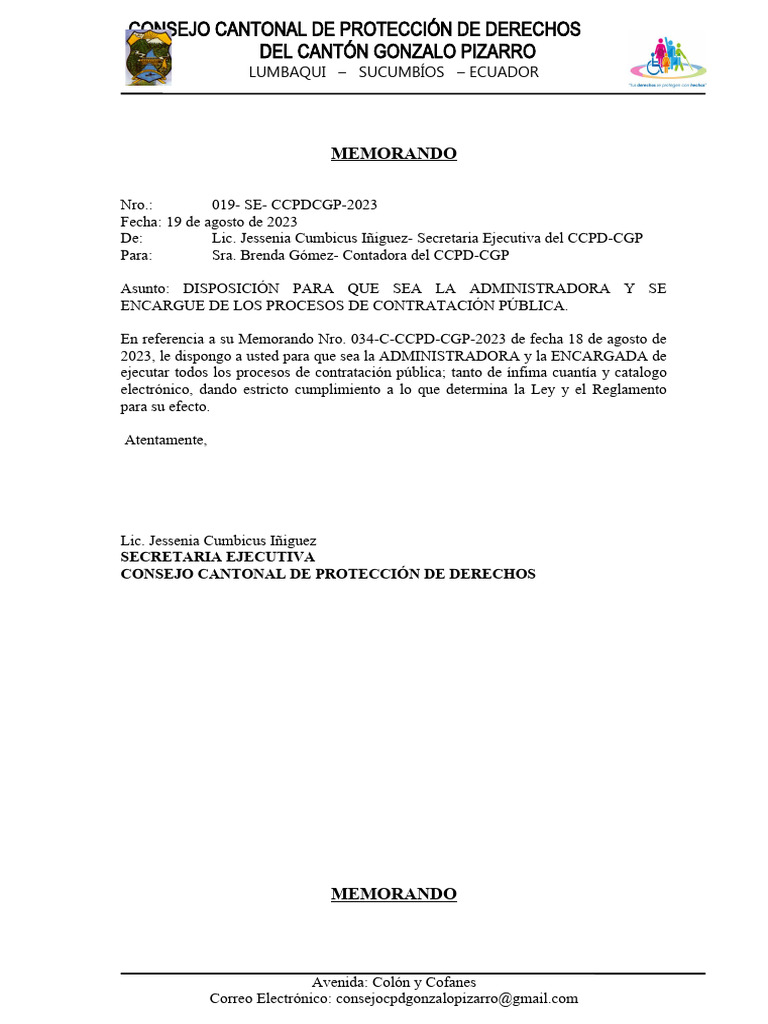 Memorando Secretaria Ejecutiva | PDF | Gobierno | Justicia