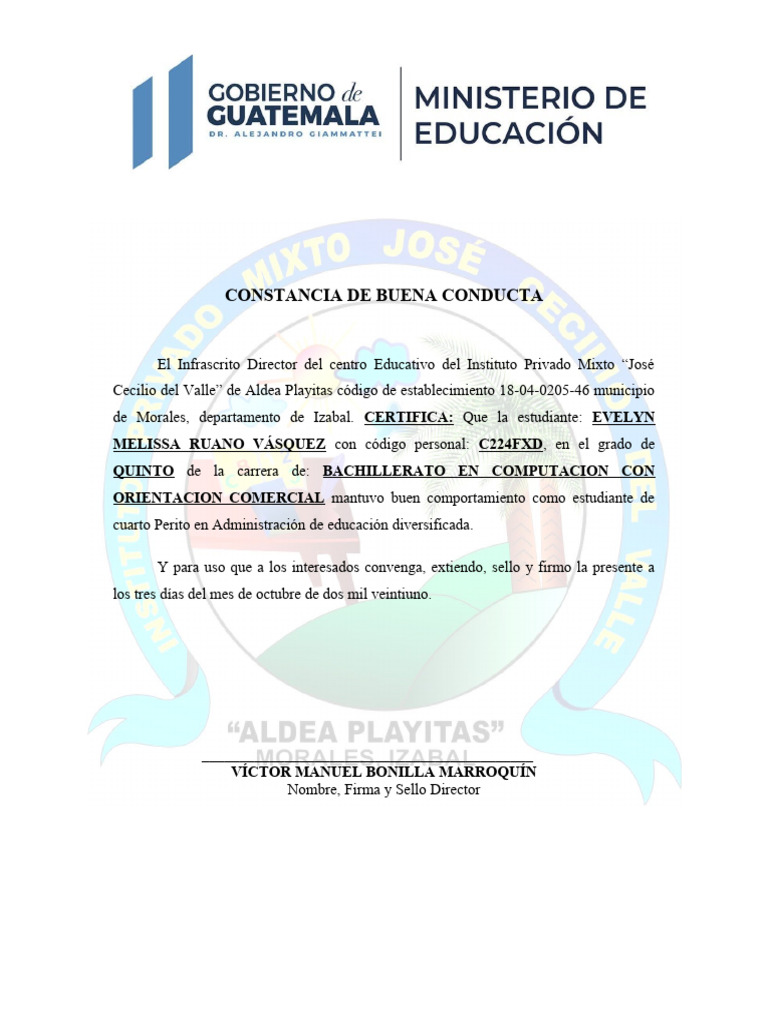 Constancia de Buena Conducta | PDF