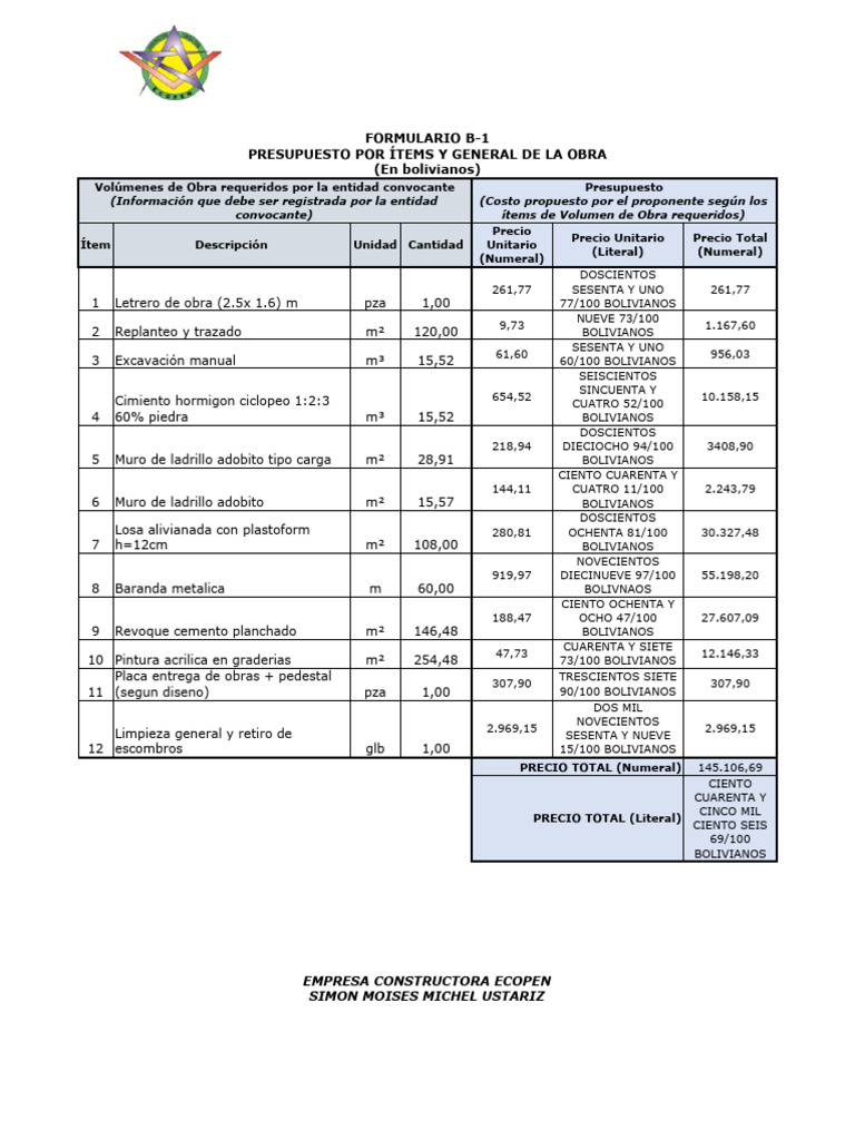 Formulario B1 | PDF | Ingeniería de Edificación