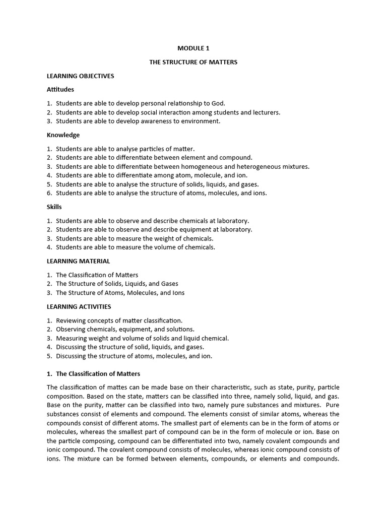 Understanding Matter: Structure & Classification | PDF | Ion | Chemical ...