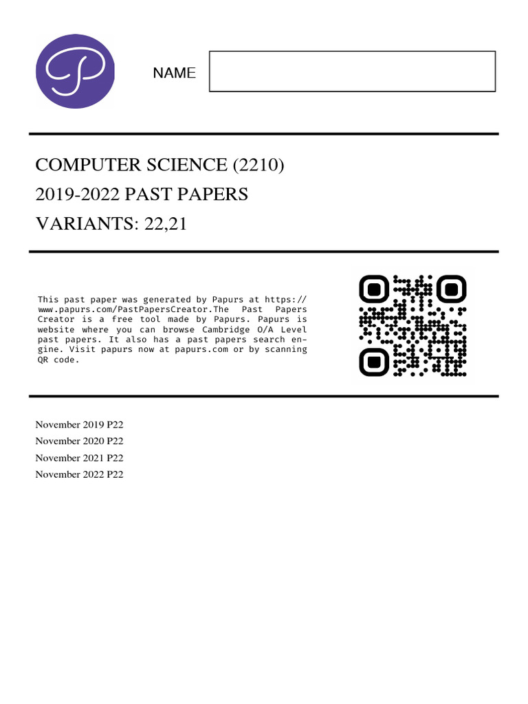 Computer Science (2210), 2019-2022 | PDF | Technology & Engineering