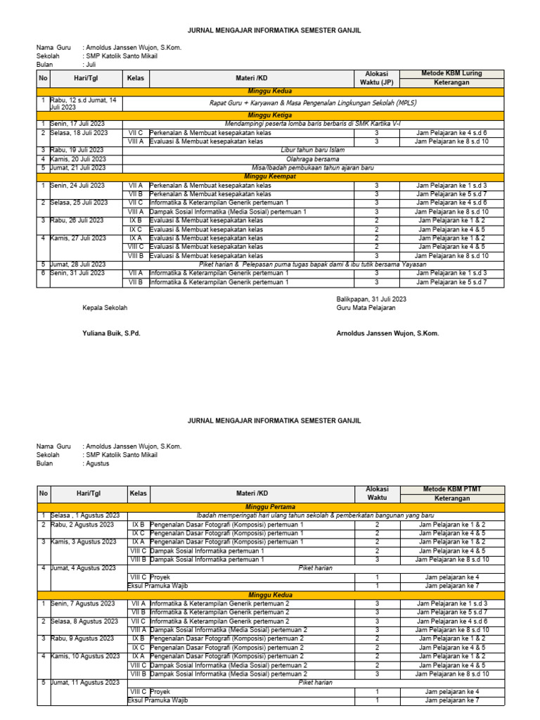 Jurnal Smp Fix Ganjil 2023 2024 Pdf