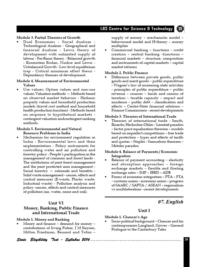 Kset Syllabus Paper 2 English | PDF | English Language | Market (Economics)