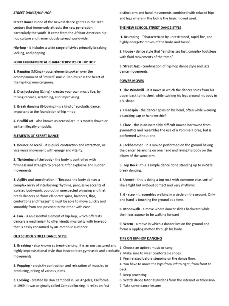 Street Dance/Hip-Hop | PDF | Dances | Hip Hop Music