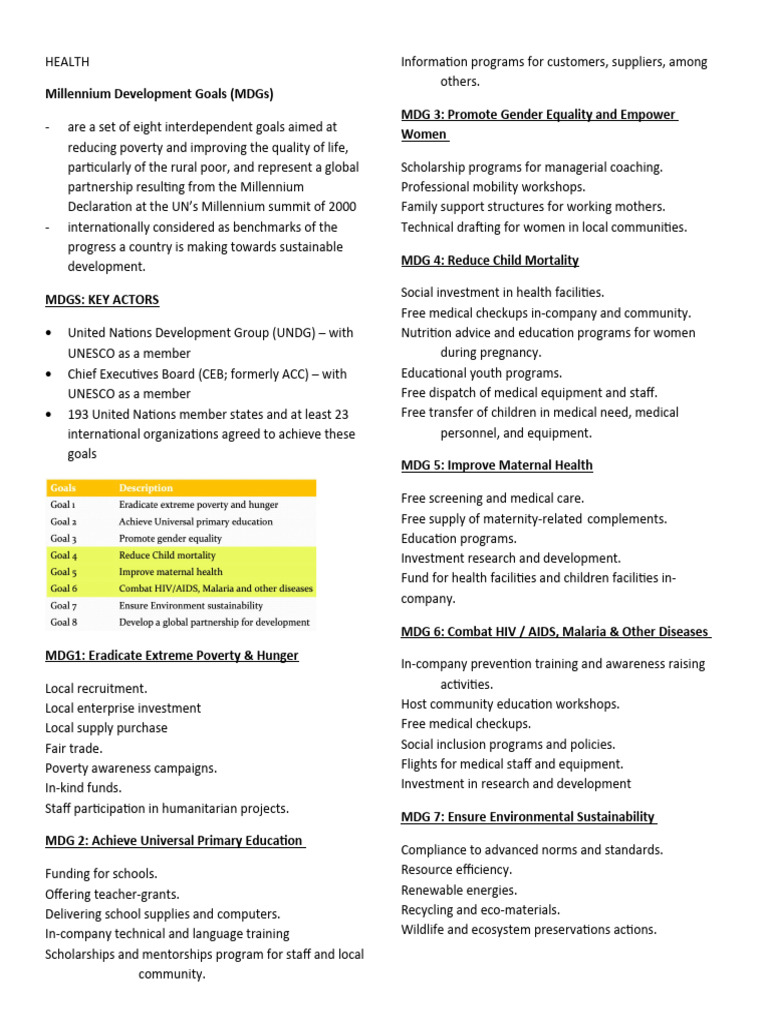 Health | PDF | Millennium Development Goals | World Health Organization