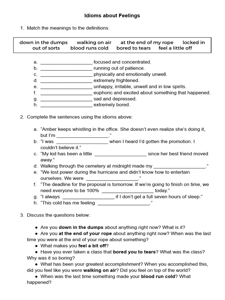 Idioms About Feelings | PDF