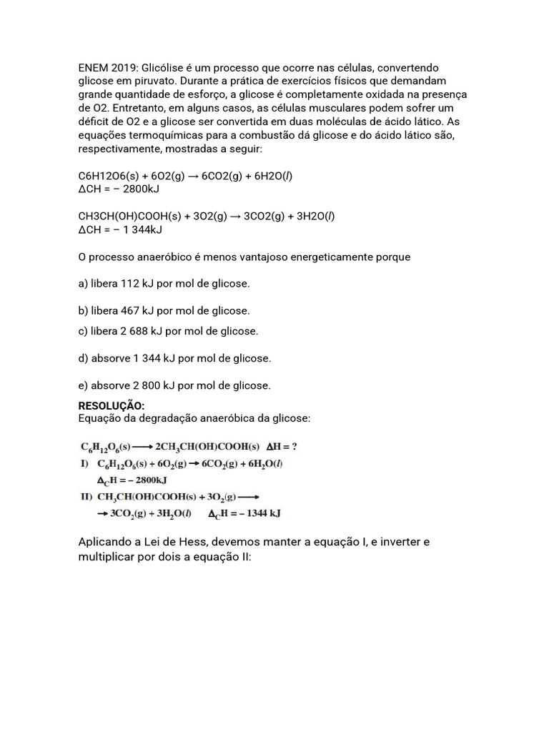 Questões Termoquímicas do ENEM 2019 | PDF