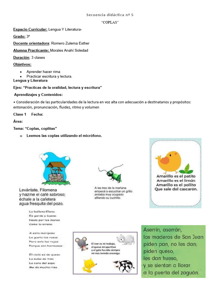Secuencia Didáctica Nº 5 | PDF | Rima | Poesía