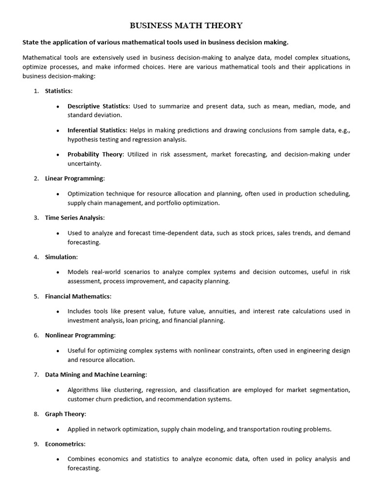 Math Theory | PDF | Matrix (Mathematics) | Set (Mathematics)