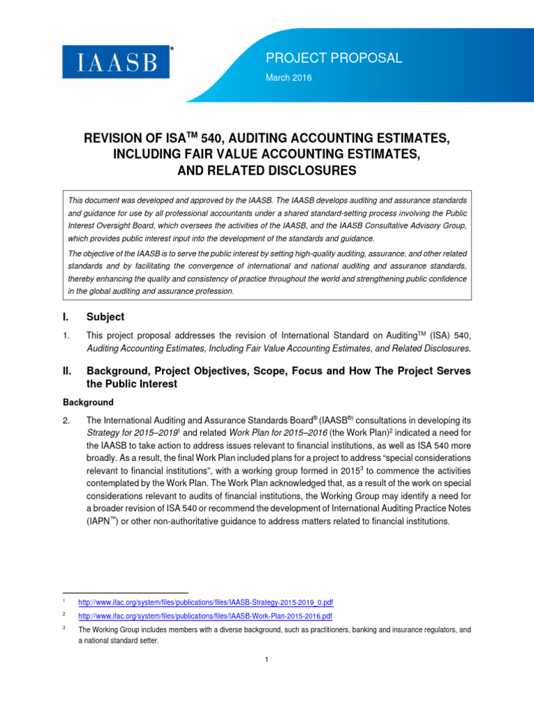 IAASB ISA 540 Project Proposal | PDF | Financial Audit | Audit IAASB ISA 540 Project Proposal | PDF | Financial Audit | Audit