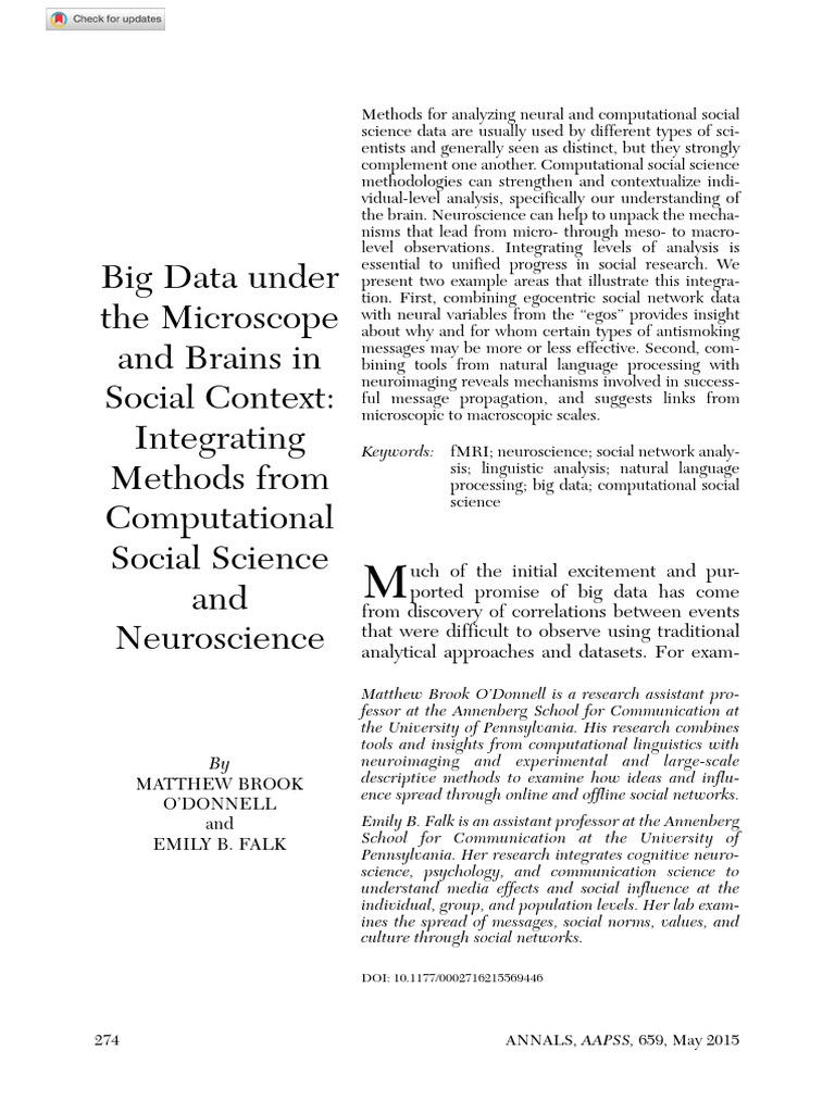 Big Data Under The Microscope and Brains in Social Context Integrating Methods From ...
