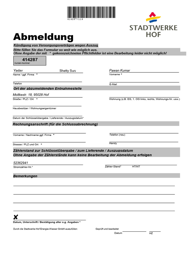 Abmeldung Formular LOGO | PDF