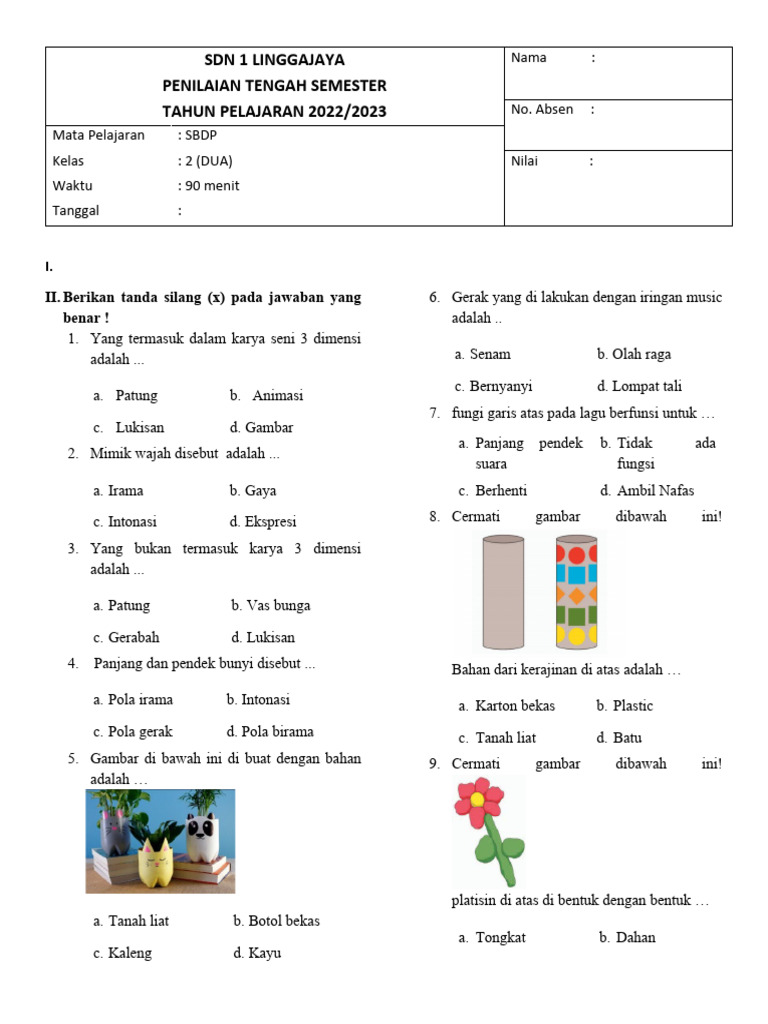 Soal SBDP Kelas 2 Semester 2 | PDF