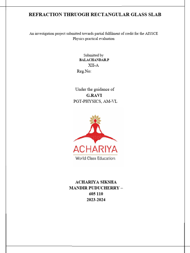 Refraction Thruogh Rectangular Glass Slab | PDF | Psychology ...