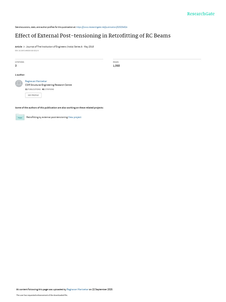 Effect of External Post-Tensioning in Retrofitting of RC Beams | PDF ...