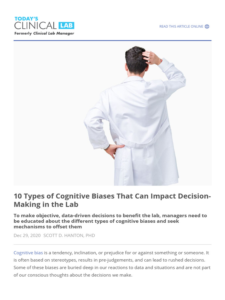 10 Types of Cognitive Biases That Can Impact Decision-Making in The Lab ...