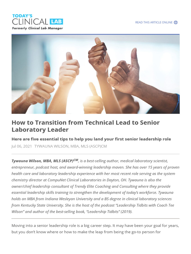 How To Transition From Technical Lead To Senior Laboratory Leader | PDF ...