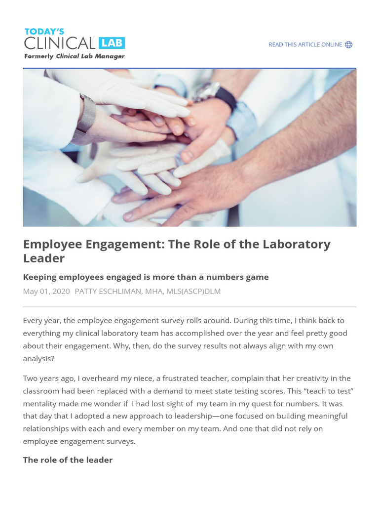 Employee Engagement - The Role of The Laboratory Leader | PDF ...