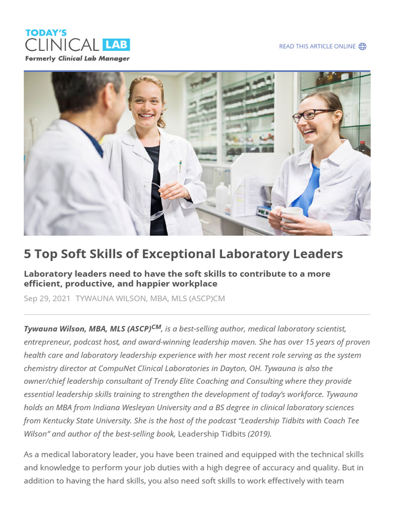 5 Top Soft Skills of Exceptional Laboratory Leaders | PDF | Skill | Communication